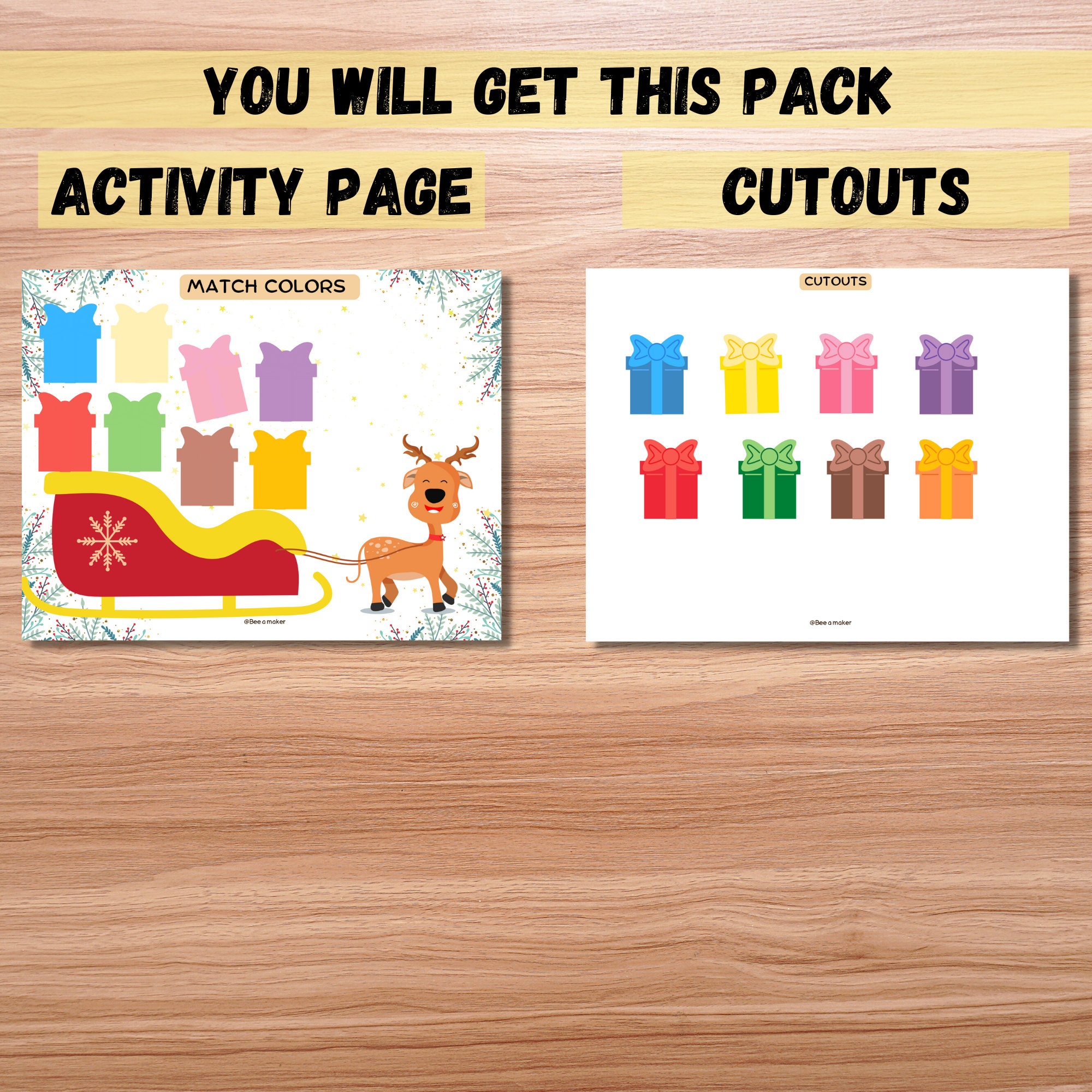 Christmas Gifts Color Match Busy Book Page for Toddlers - Etsy