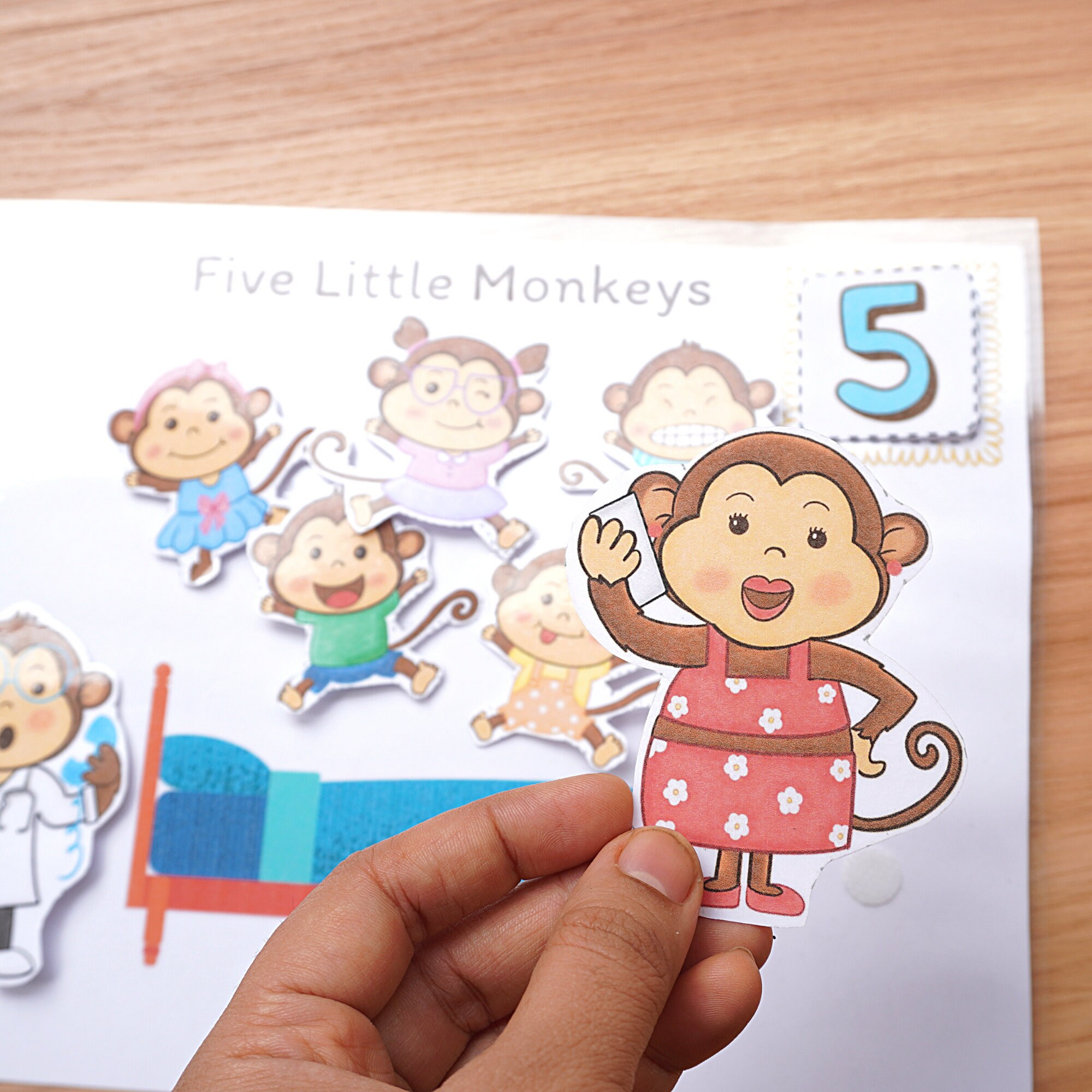 Five Little Monkeys Printable Nursery Rhyme Song Activity - Etsy
