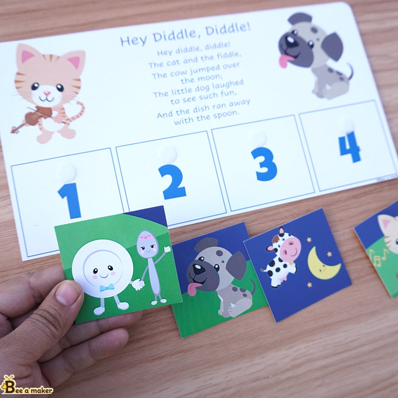 Hey Diddle Diddle, Nursery Rhyme Busy Book Printable Pdf Pages, Nursery ...