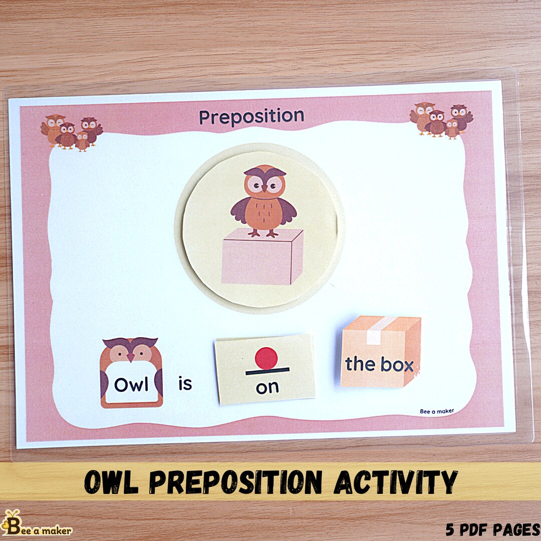 Owl Preposition Activity Busy Book Page Using Dot Velcro - Etsy