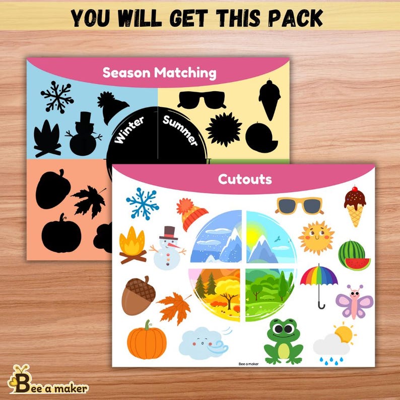 Season Matching Busy Book Page | Learn the 4 Seasons | Preschool ...