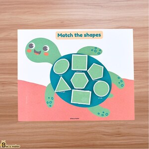 Turtle Shape Matching Activity Busy Book for Toddlers and Preschoolers ...