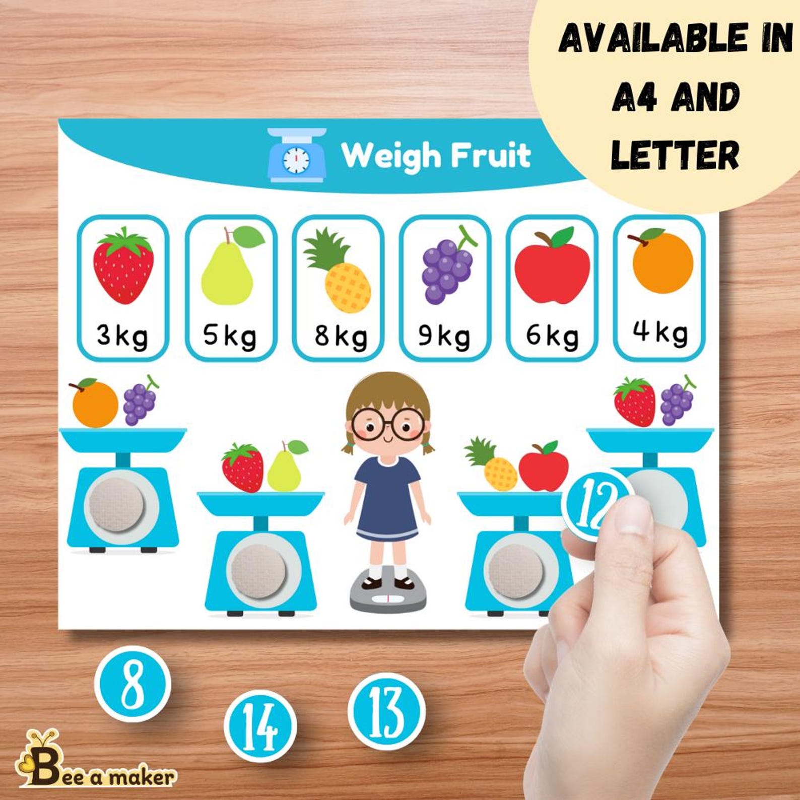 Weigh the Fruit Busy Book Page | Preschool Math Activity | Counting ...