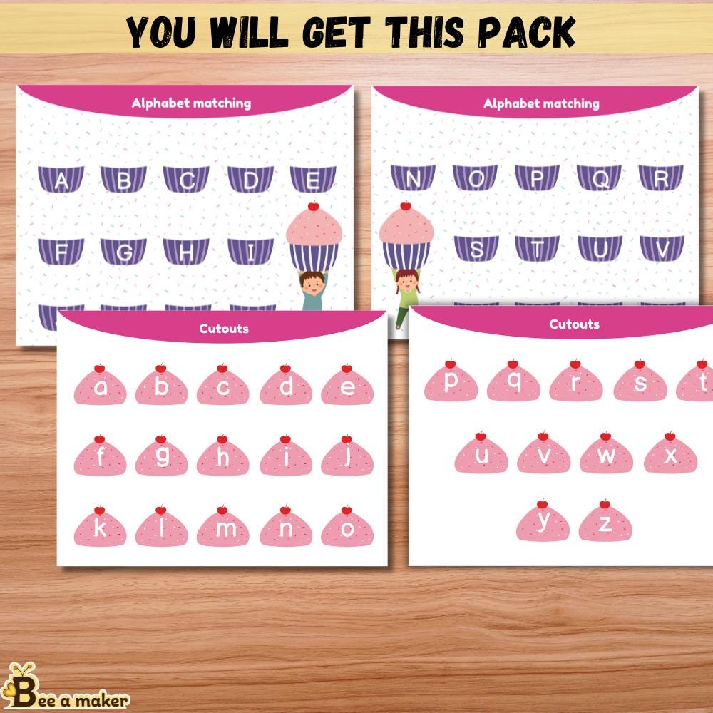 Cupcake Alphabet Matching Activity | Lowercase to Uppercase Busy Book ...