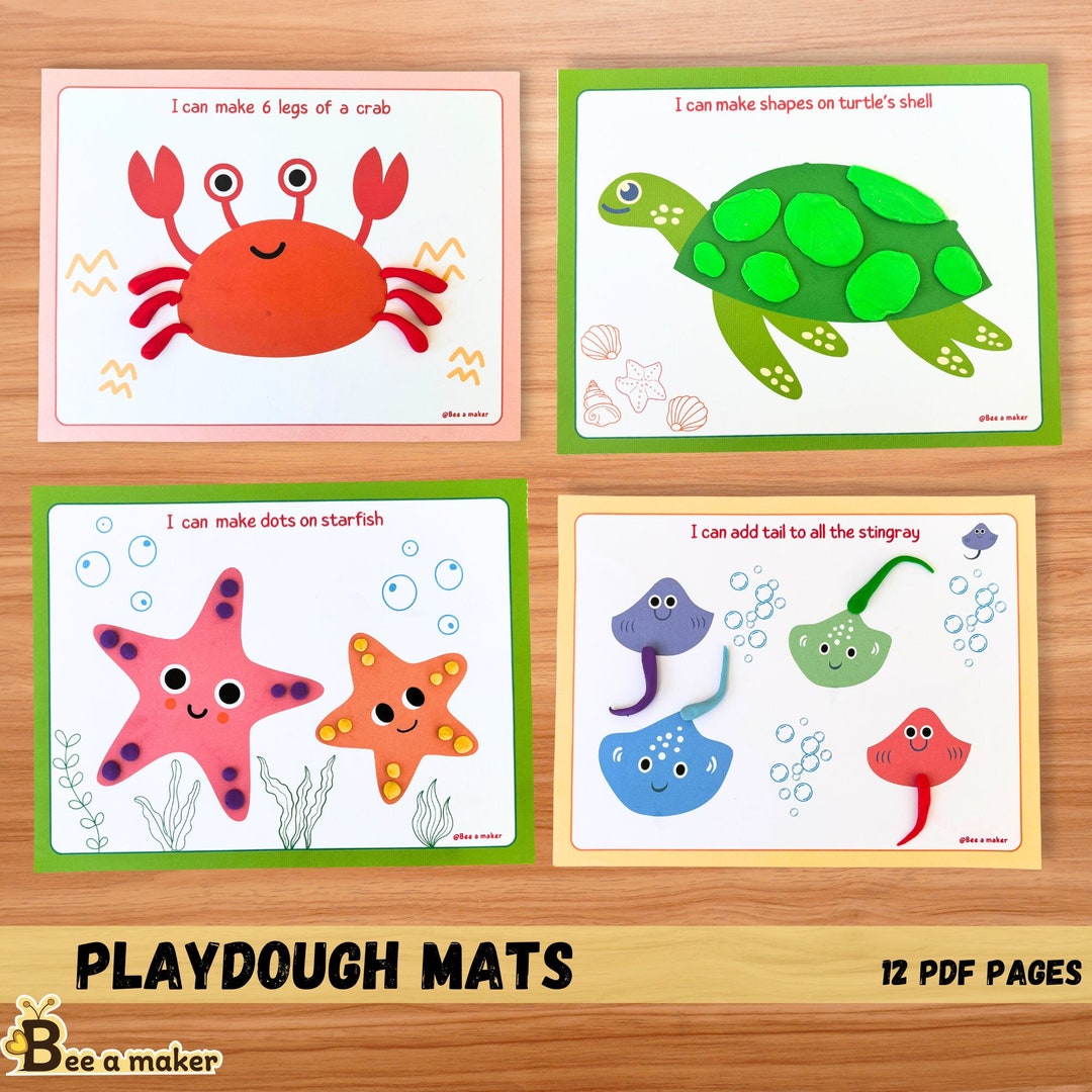 Ocean Animals Playdough Mats - Etsy