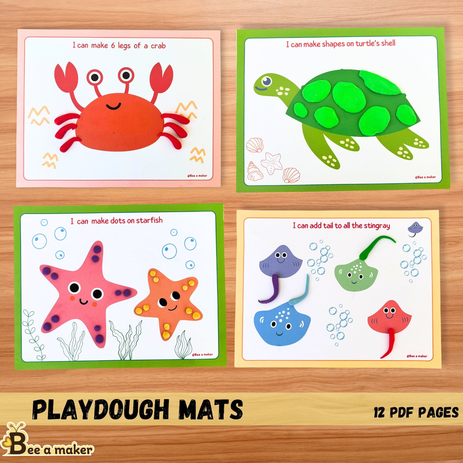 Ocean Animals Playdough Mats - Etsy