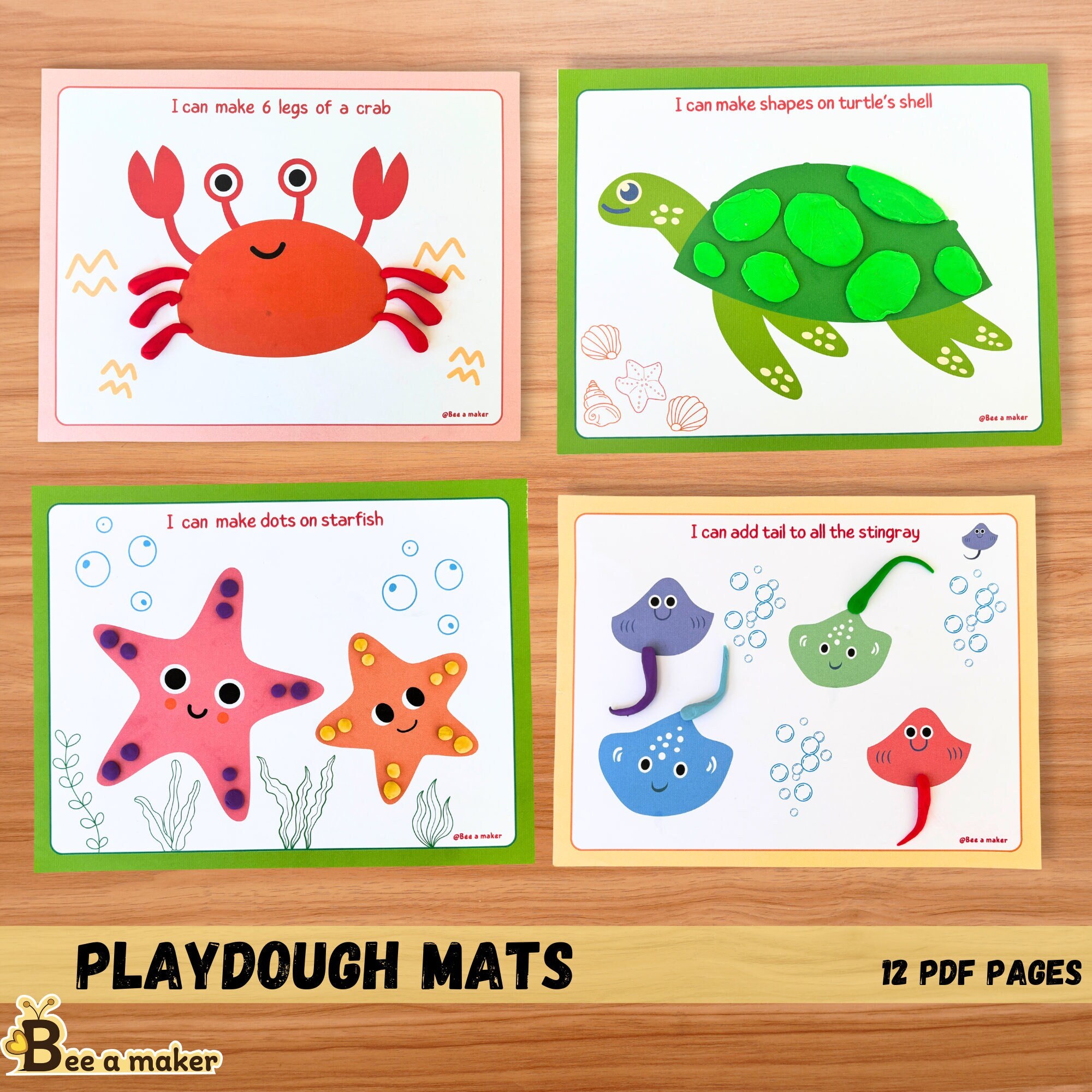 Ocean Animals Playdough Mats - Etsy