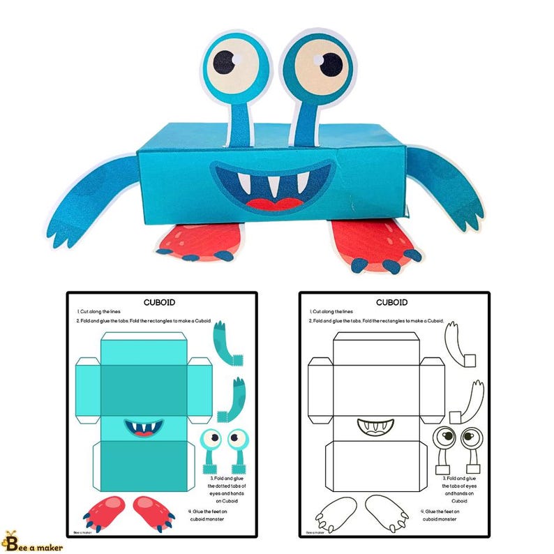 3D Monster Geometric Shapes STEM Activity - Etsy
