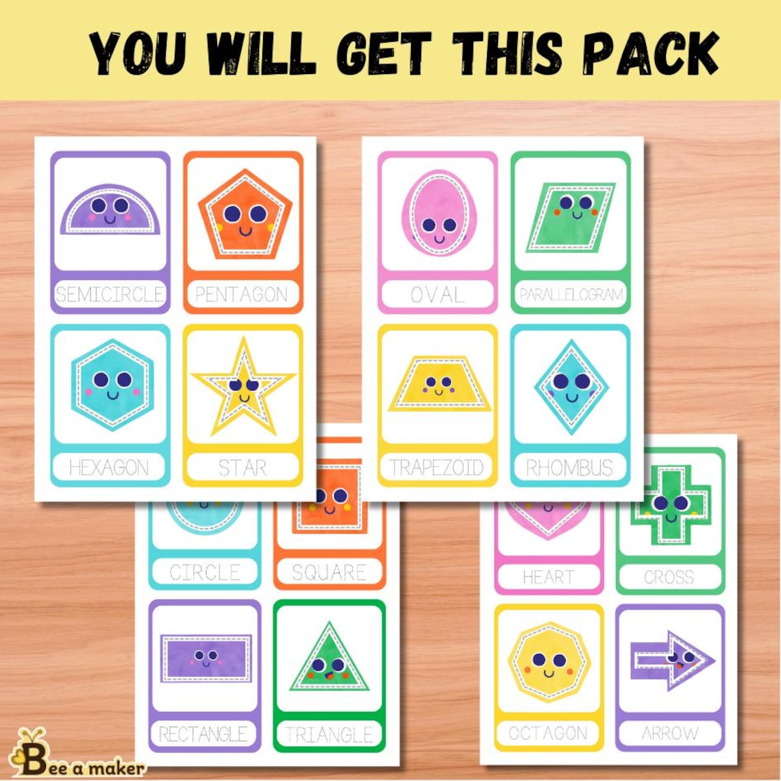 Shape Tracing Cards | Printable Geometry Shapes for Kids | Educational ...