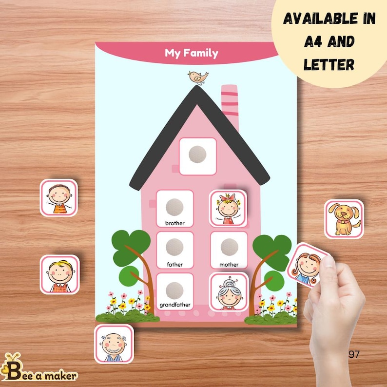 My Family Matching Activity | Busy Book Page | Montessori Printable | Family Vocabulary Learning ...