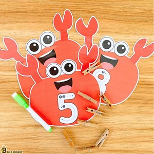 Crab Counting and Tracing Activity for Toddlers, Preschool and ...