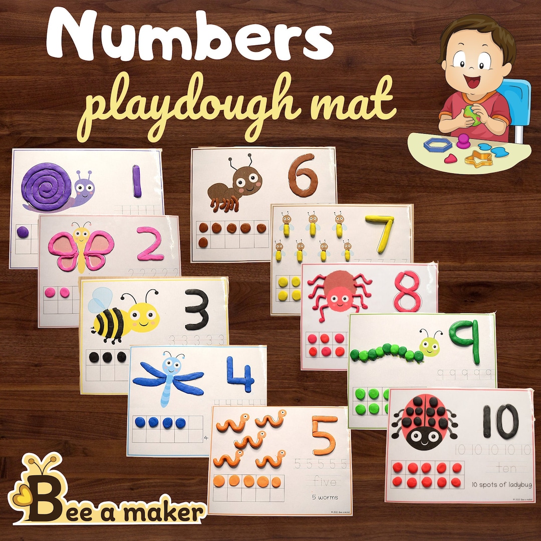 Number Counting Playdough Mat Busy Book - Etsy