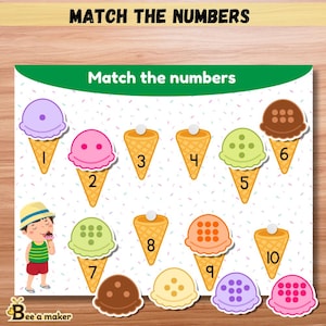 Number Matching Ice Cream Activity | 1–10 Count and Match Velcro Game ...