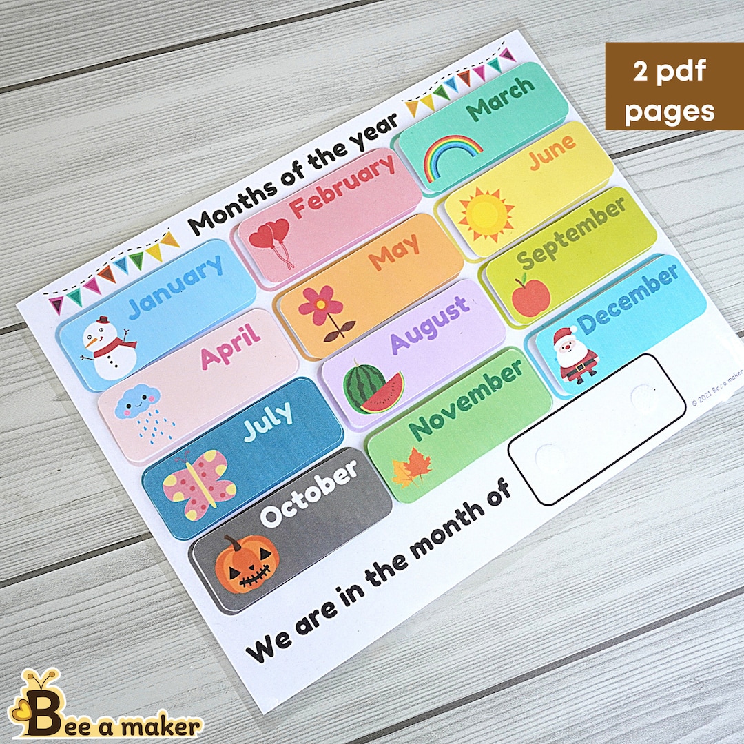 Months of the Year Busy Book Printable Pdf Page, Toddler, Homeschool ...