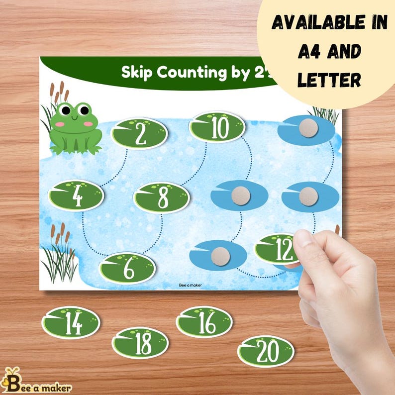 Frog Skip Counting Activity | Busy Book Math Printable | Count by 2s ...