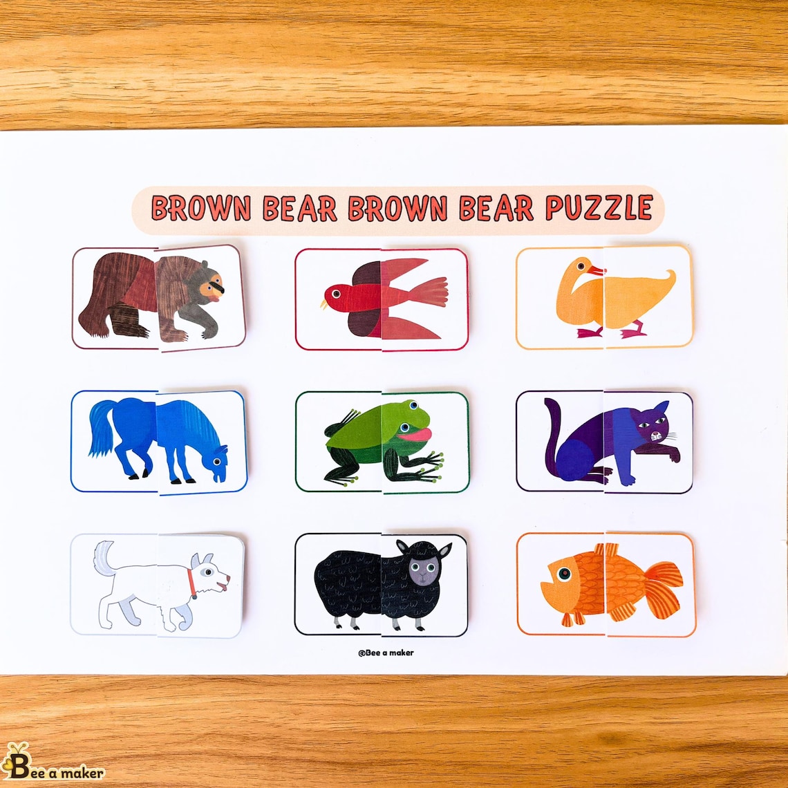Brown Bear Brown Bear Puzzle Activity, Inspired From Eric Carle - Etsy