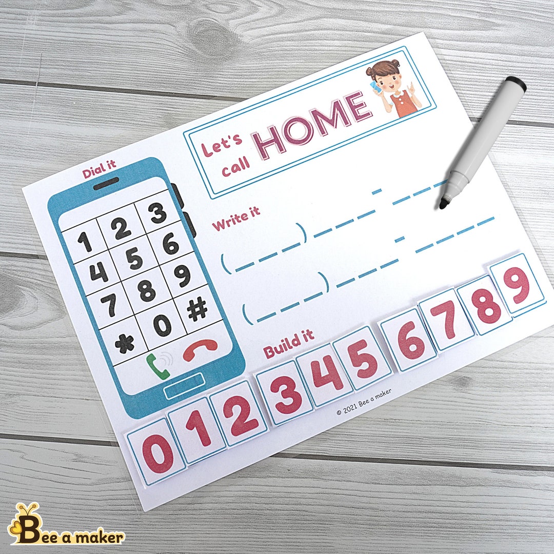 Phone Number Printable Busy Book Page, All About Me Pdf Page, Toddler ...