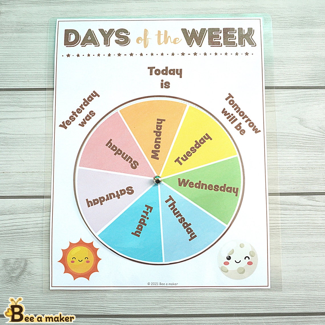 Days of the Week Wheel Printable Busy Book Page for Circle Time ...