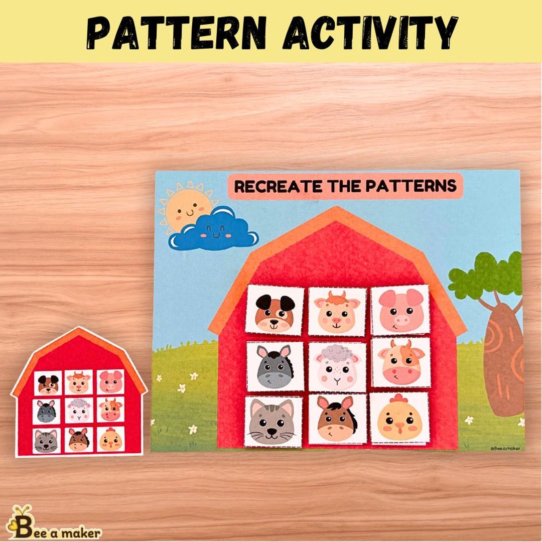 Farm Animals Pattern Activity for Toddlers and Preschoolers - Etsy