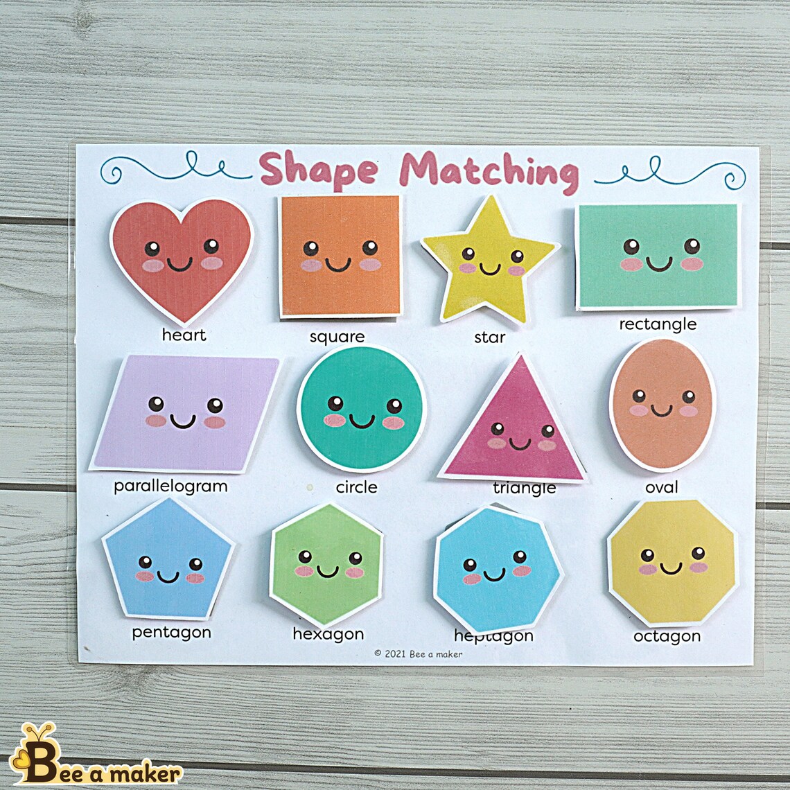 Shapes Matching Activity Printable Pdf Page Toddler - Etsy
