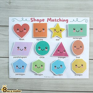 Shapes Matching Activity Printable Pdf Page, Toddler, Preschool ...