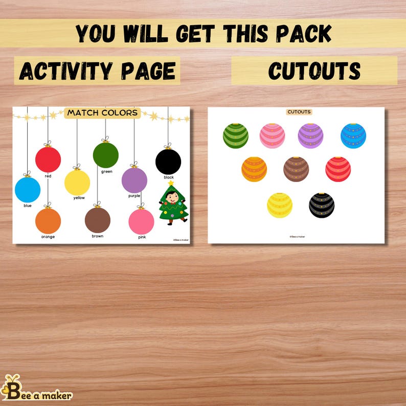 Christmas Ornaments Color Matching Activity for Toddlers - Etsy