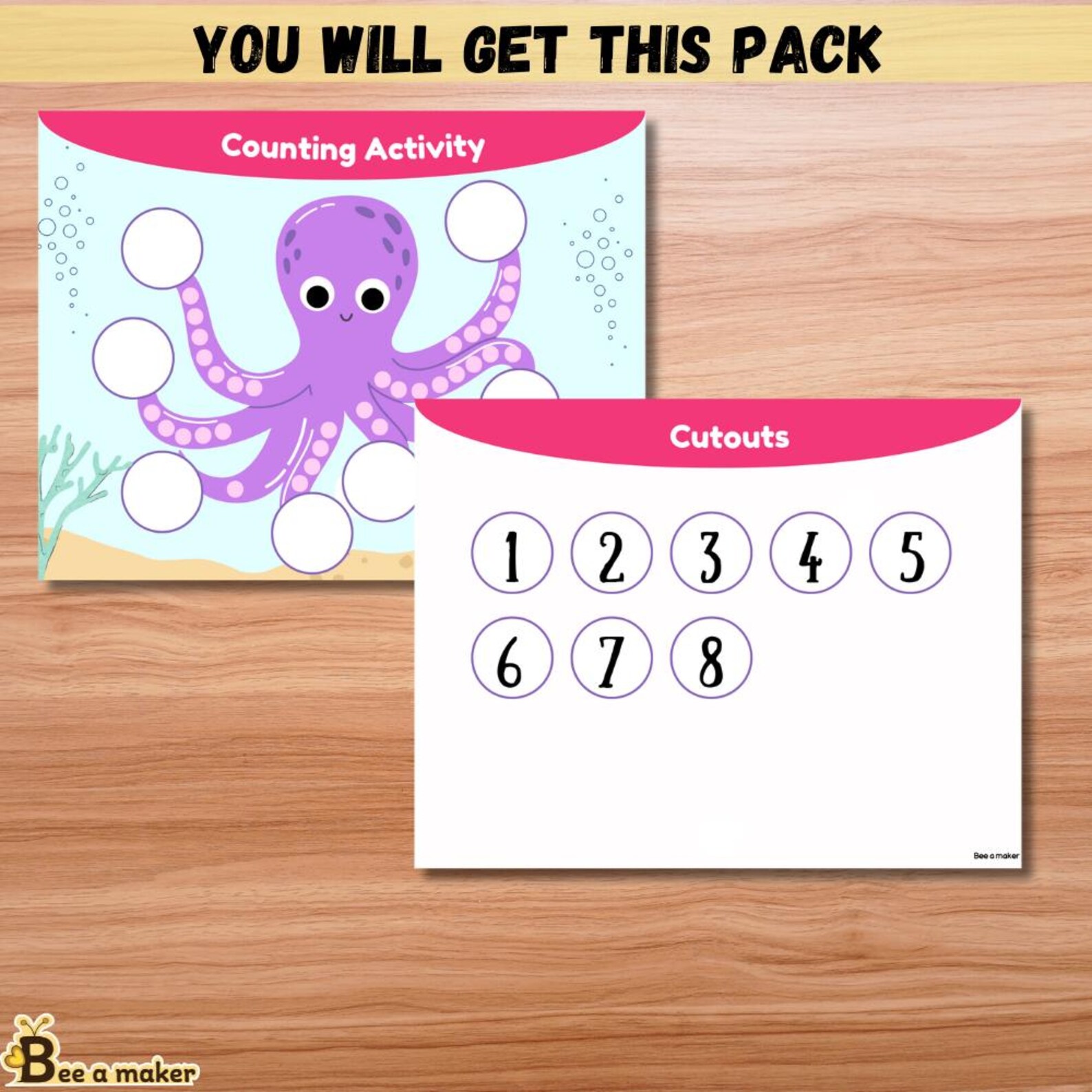 Octopus Counting Activity – Ocean Theme Busy Book Page Math Activity ...