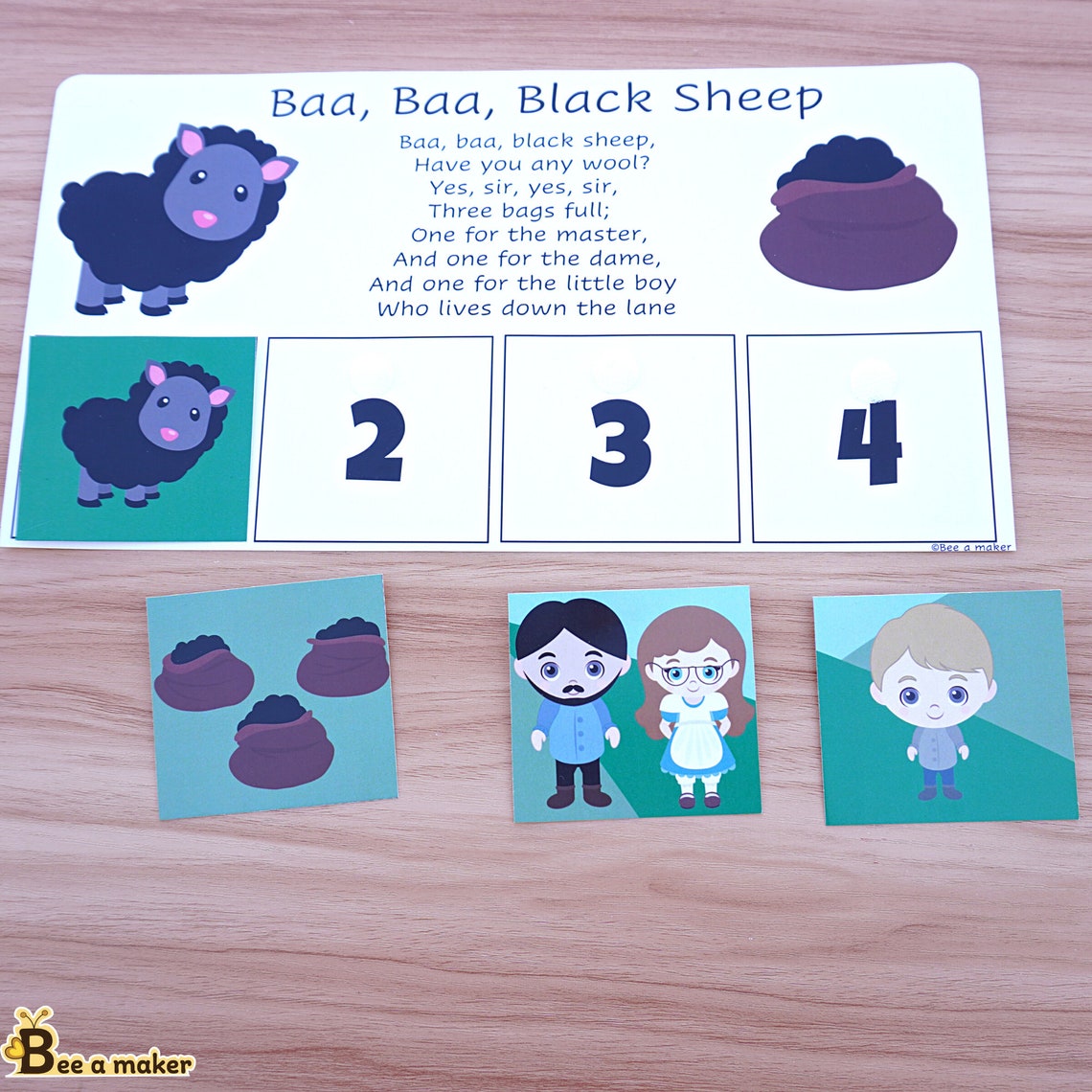 Baa Baa Black Sheep Nursery Rhyme Poster, Busy Book Page and Sequencing ...