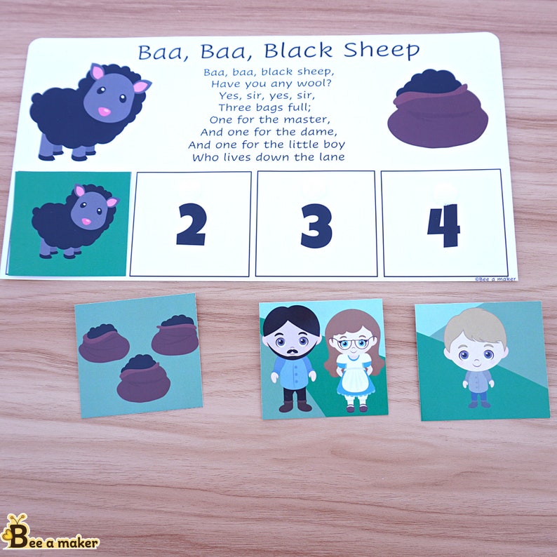 Baa Baa Black Sheep Nursery Rhyme Poster, Busy Book Page and Sequencing ...