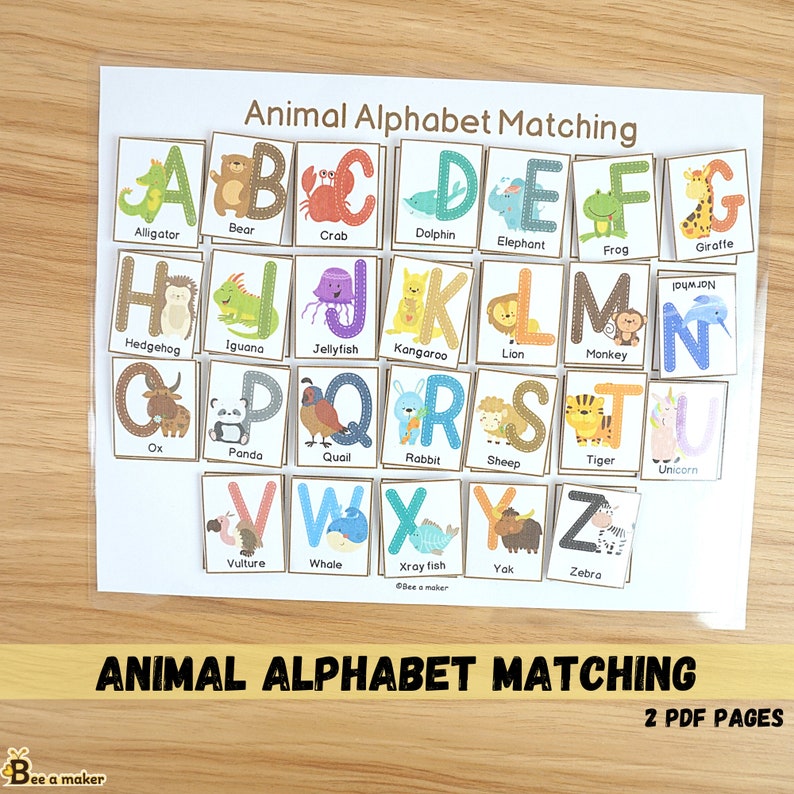 Animal Alphabet Matching Printable Busy Book Pdf Page - Etsy
