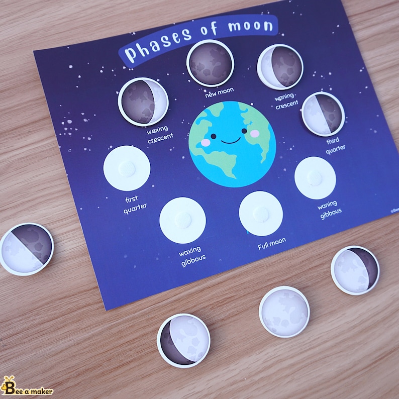 Phases of Moon Busy Book Printable Pdf Page, Space Activity for Toddler ...