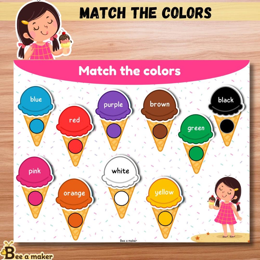 Color Matching Ice Cream Velcro Busy Book Printable – Educational ...