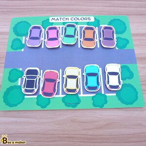 Color Matching Car Parking Printable Activity Busy Book Page - Etsy