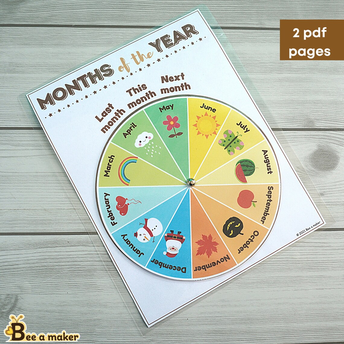 Months of the Year Wheel Busy Book Page for Circle Time, Toddler ...