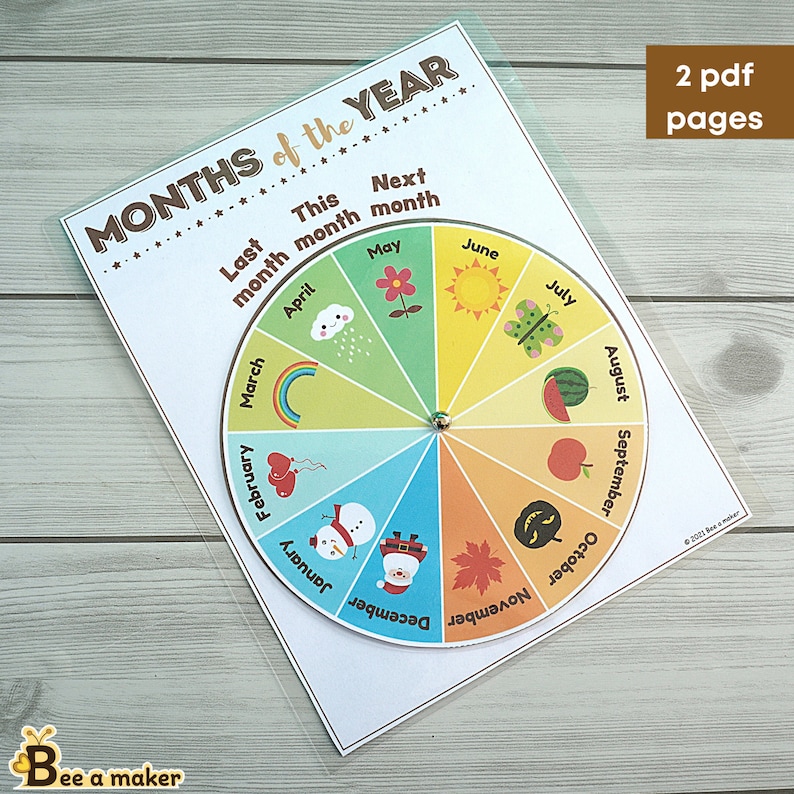 Months of the Year Wheel Busy Book Page for Circle Time, Toddler ...