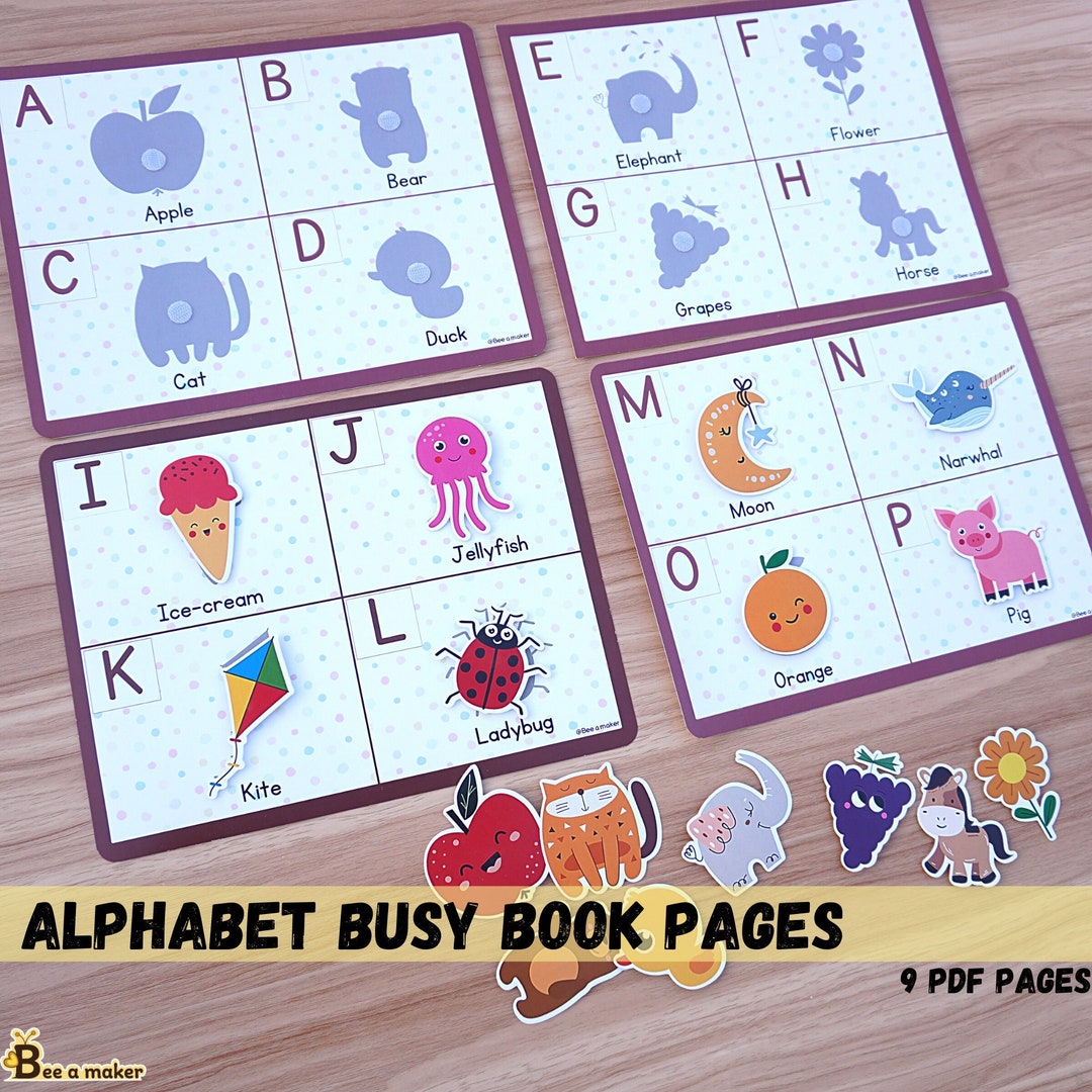 Alphabet Picture Matching Busy Book Printable Pages, Toddler ...
