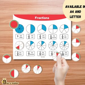 Fractions Matching Printable Busy Book Page | Hands-on Math Activity ...