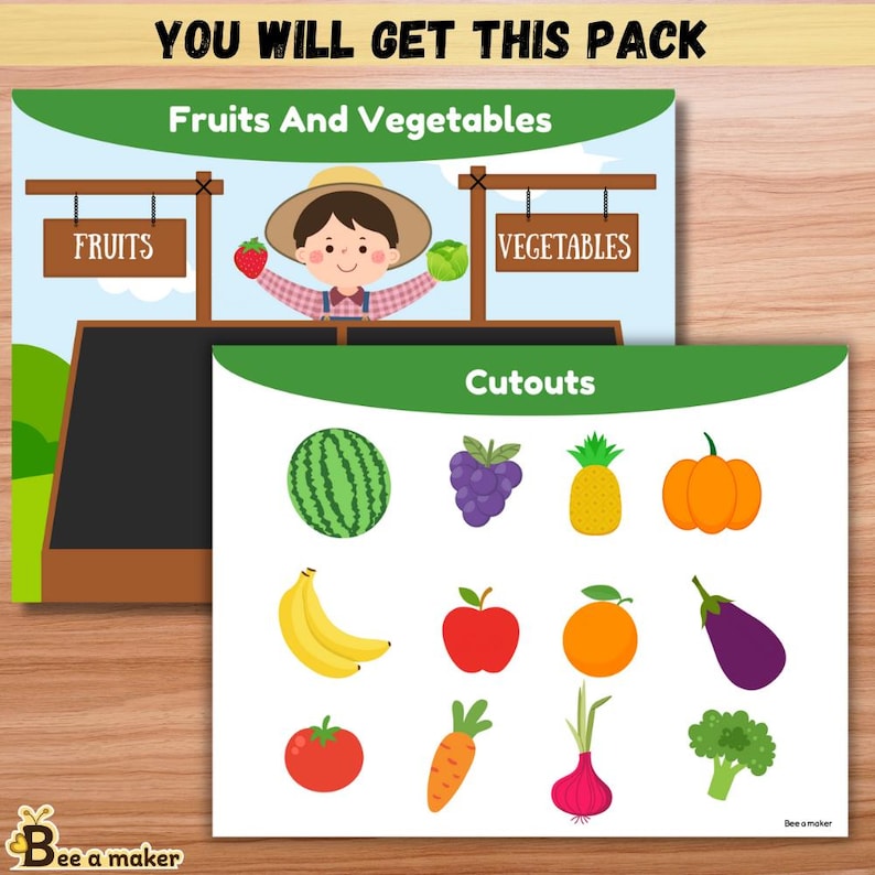 Fruits and Vegetables Sorting Busy Book Page | Toddler Learning ...