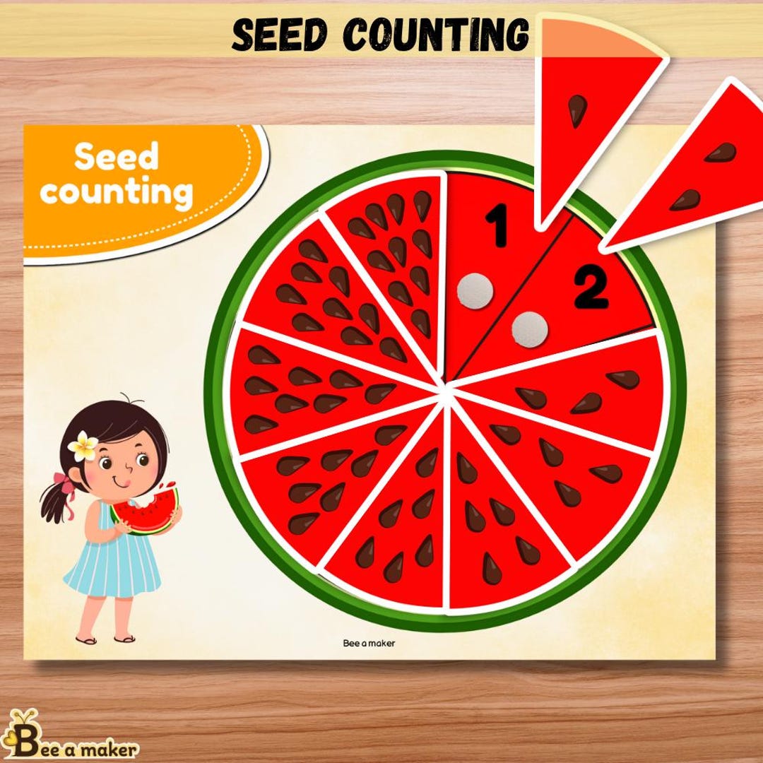 Watermelon Seed Counting Activity | Busy Book Math Page | Preschool ...