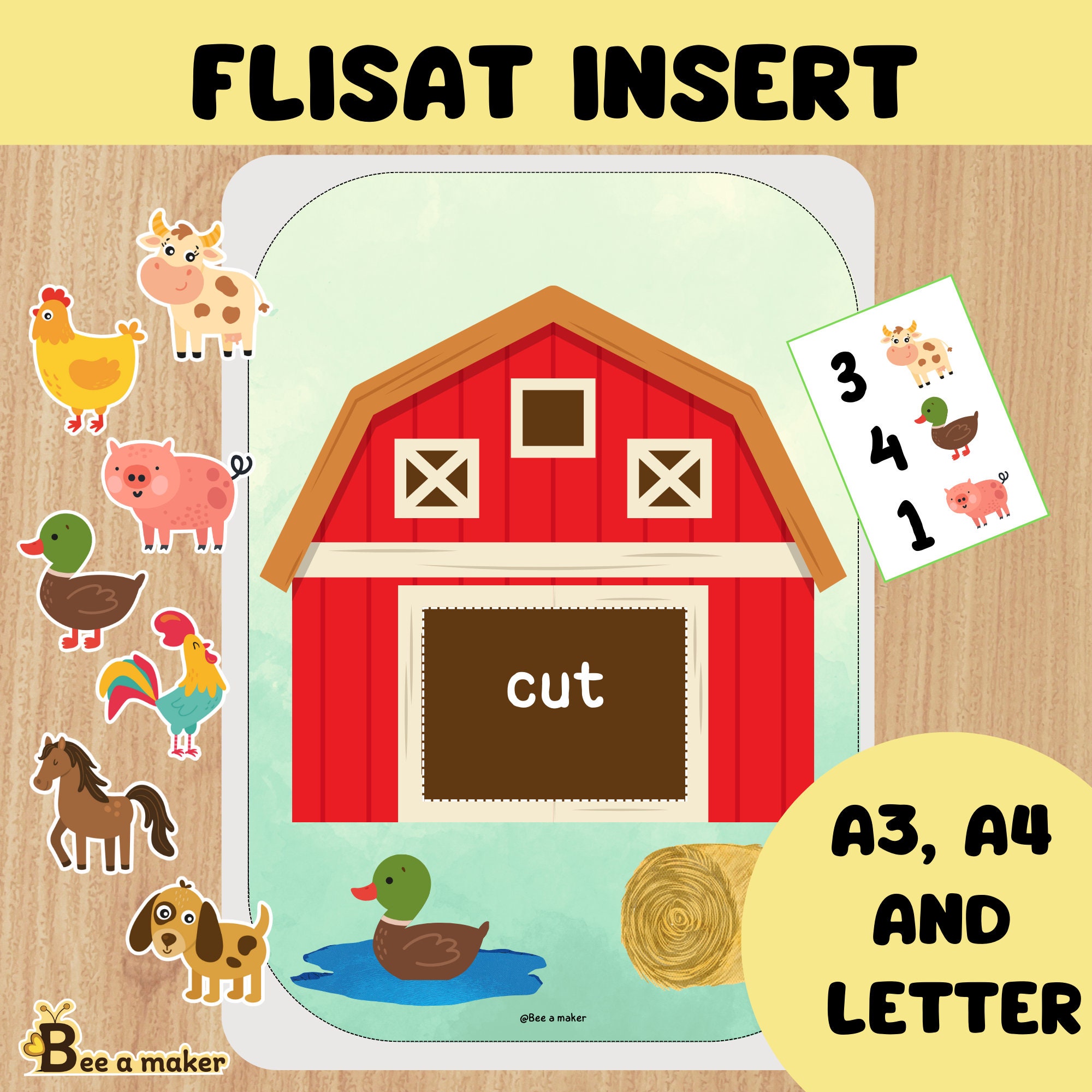 Farm Animals Counting Flisat Insert Printable Activity, Trofast Insert ...