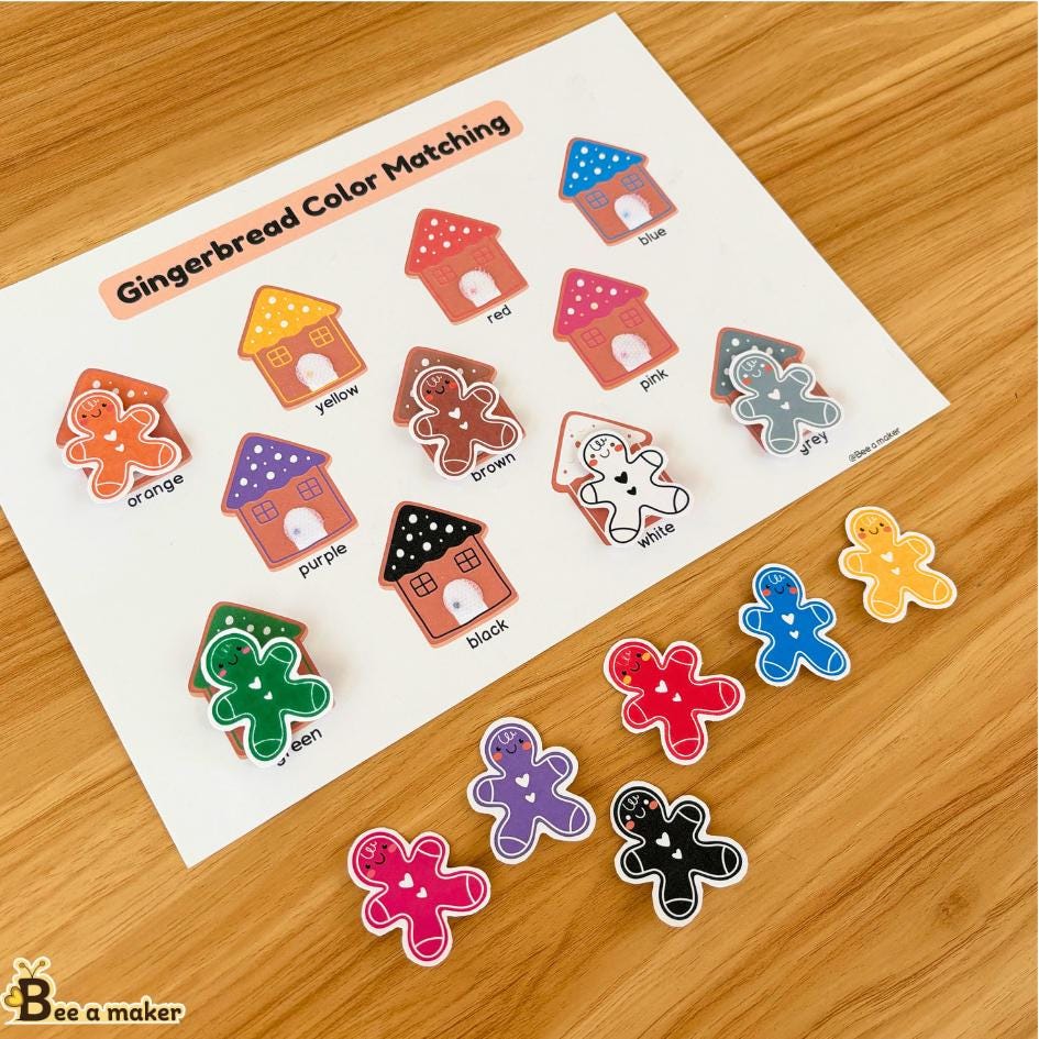 Color Matching Christmas Gingerbread Activity - Etsy