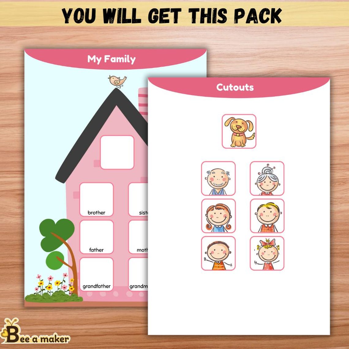 My Family Matching Activity | Busy Book Page | Montessori Printable ...