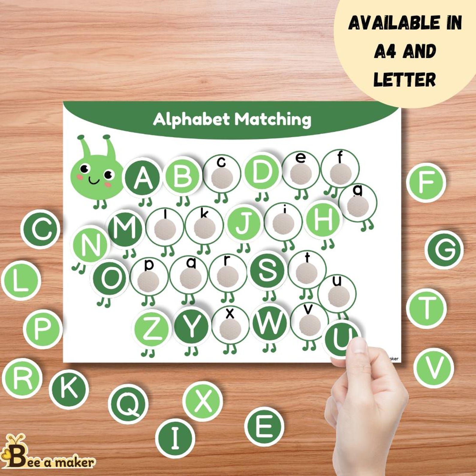 Alphabet Matching Caterpillar Game | Printable A-Z Activity for Kids ...