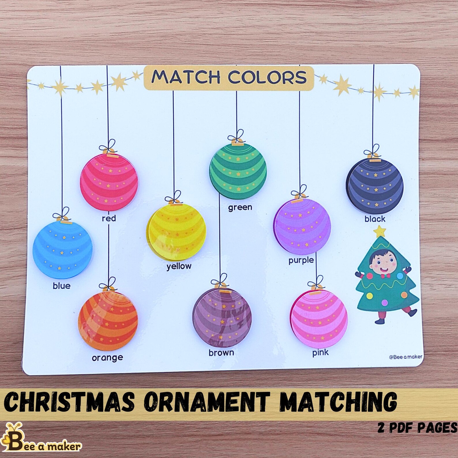 Christmas Ornaments Color Matching Activity for Toddlers - Etsy