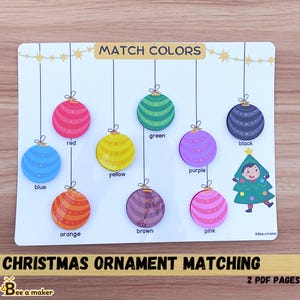 Christmas Ornaments Color Matching Activity for Toddlers - Etsy