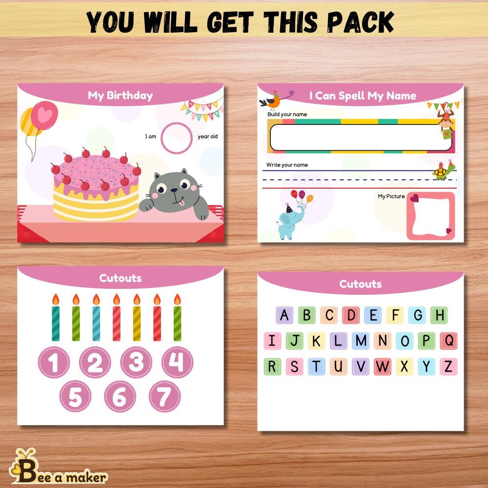 My Name and Birthday Activity Printable | Busy Book Page | Preschool ...
