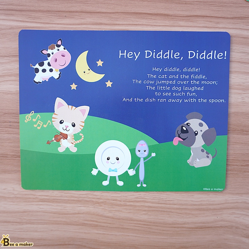 Hey Diddle Diddle, Nursery Rhyme Busy Book Printable Pdf Pages, Nursery ...