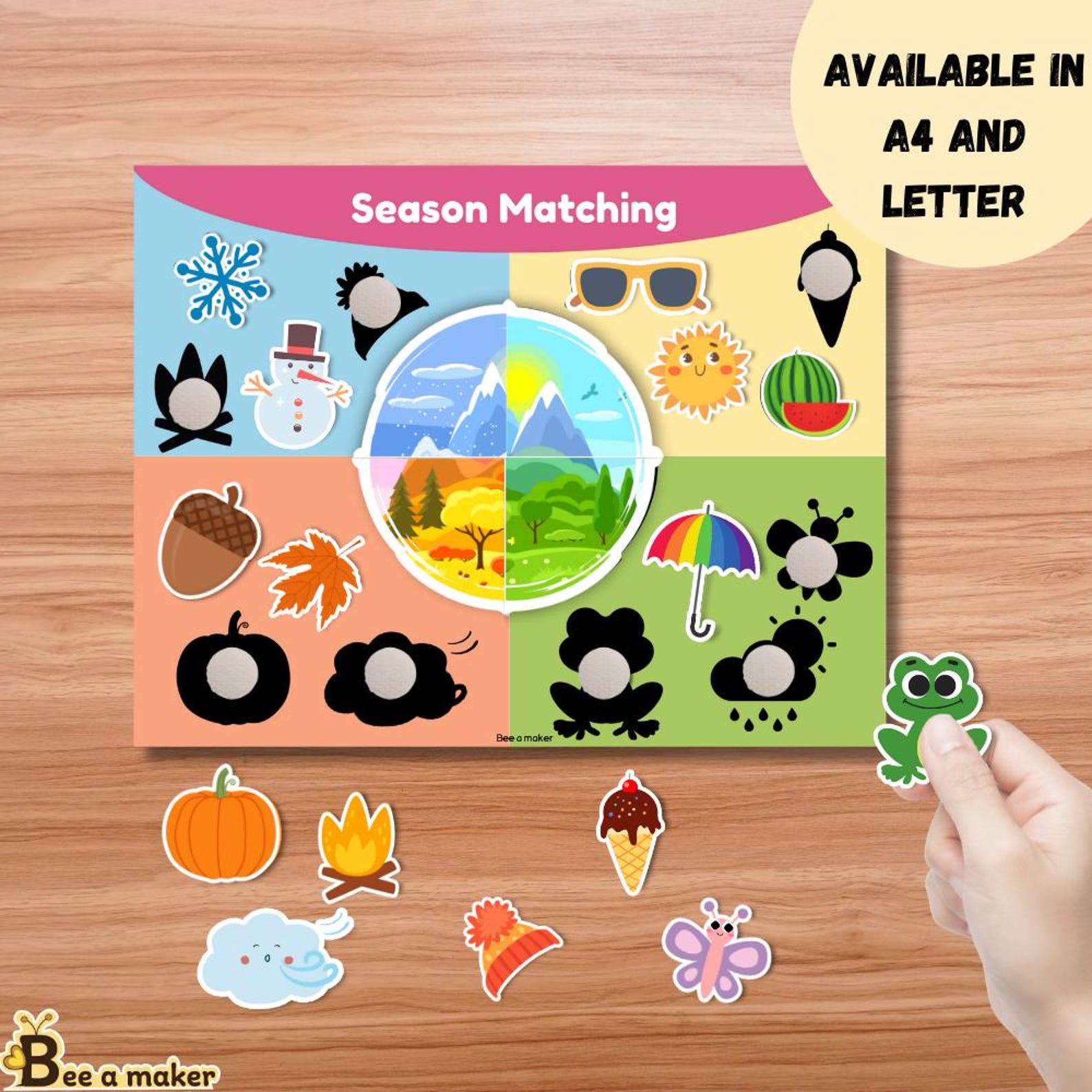 Season Matching Busy Book Page | Learn the 4 Seasons | Preschool ...