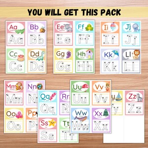 Alphabet Tracing Flashcards - Uppercase and Lowercase Letter - Etsy