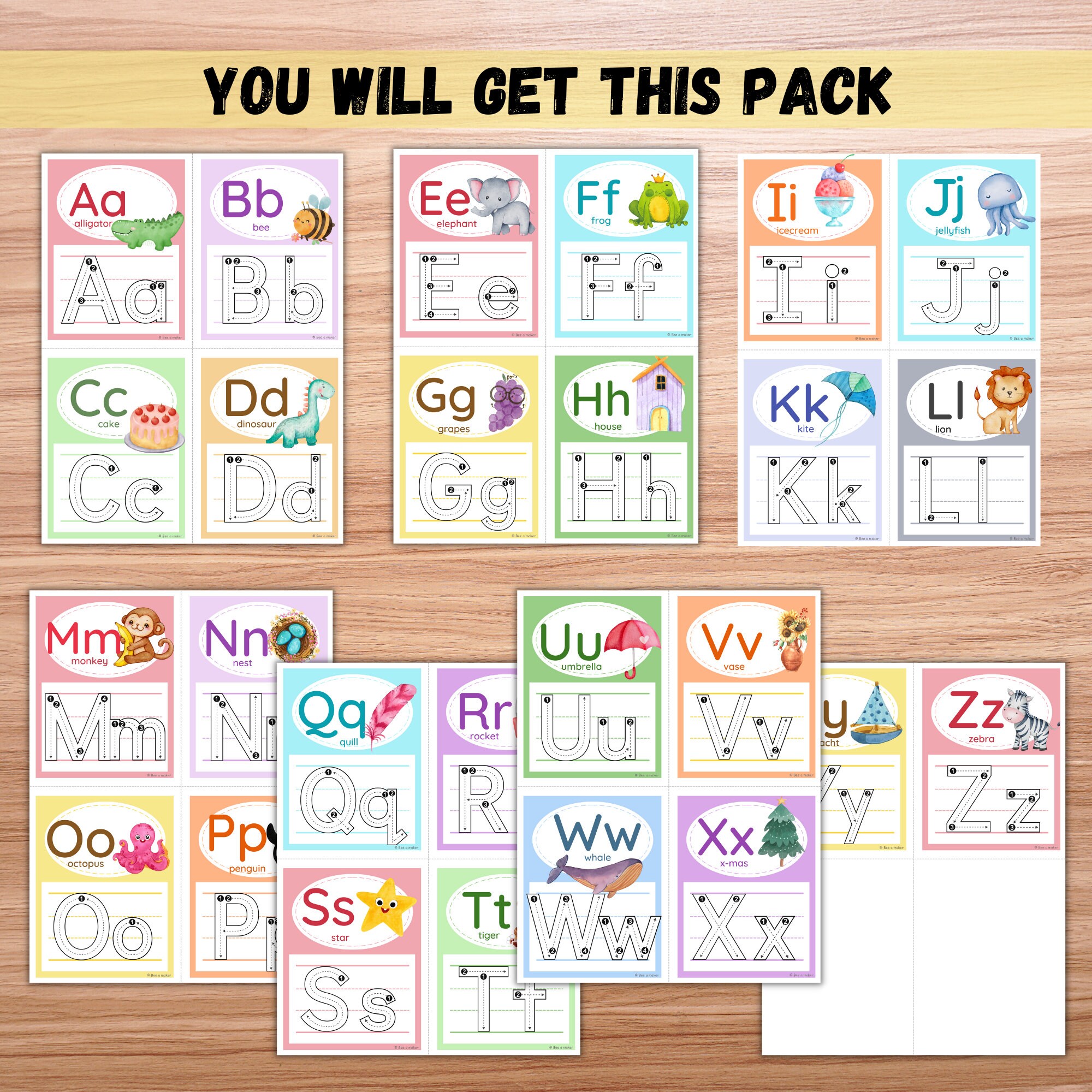 Alphabet Tracing Flashcards Uppercase and Lowercase Letter - Etsy